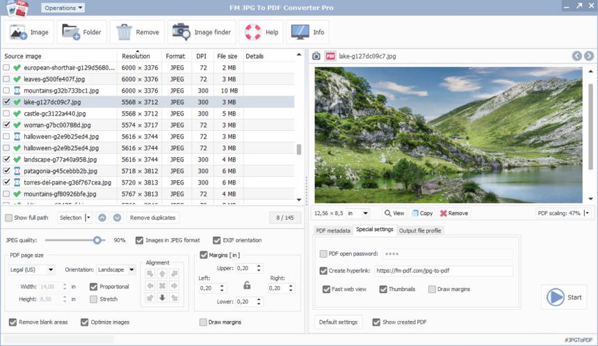 Batch mode JPG to PDF conversion | FM JPG To PDF Converter Pro